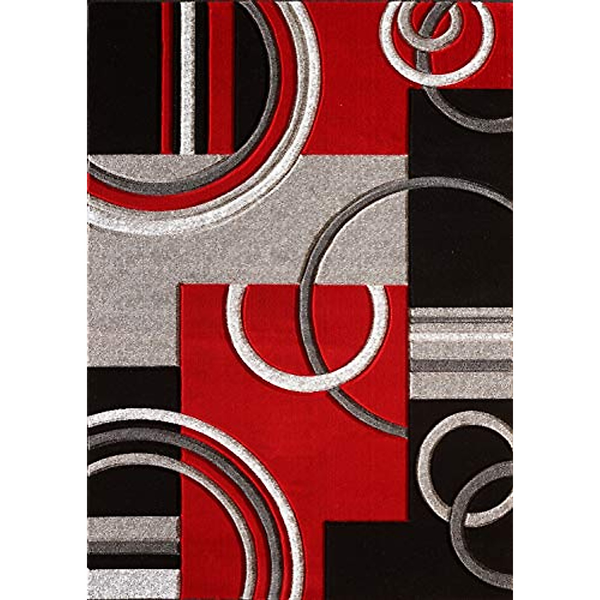 GLORY RUGS Area Rug Modern 5x7 Red Soft Hand Carved Contemporary Floor Carpet with Premium Fluffy Texture for Indoor Living Dining Room and Bedroom Area
