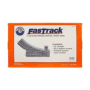Lionel FasTrack 036 Manual Switch, Electric O Gauge, 14 years old and up,Right Hand