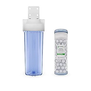 10" 1 Stage Whole House Standard Anti-Scale Water Filter System, Clear Housing w/Phosphate Anti-Scale Water Filter, Good for RV/Well Water/Boiler Water.