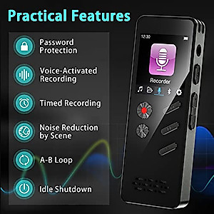 AiMoonsa 64GB Digital Voice Recorder, Voice Recorder with Playback Bluetooth 1000mAh Battery Speaker Audio Recorder for lectures Meetings Interviews Voice Activated Recorder MP3 Player with Bluetooth