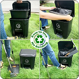 Meegood Dog Poop Trash Can for Outdoors with Dog Pooper Scooper, 20L/5.2 Gal Large Capacity Dog Waste Trash Can with Lid, Pedal and Removable Inner, Pet Waste Disposal Station Odor Control Outside