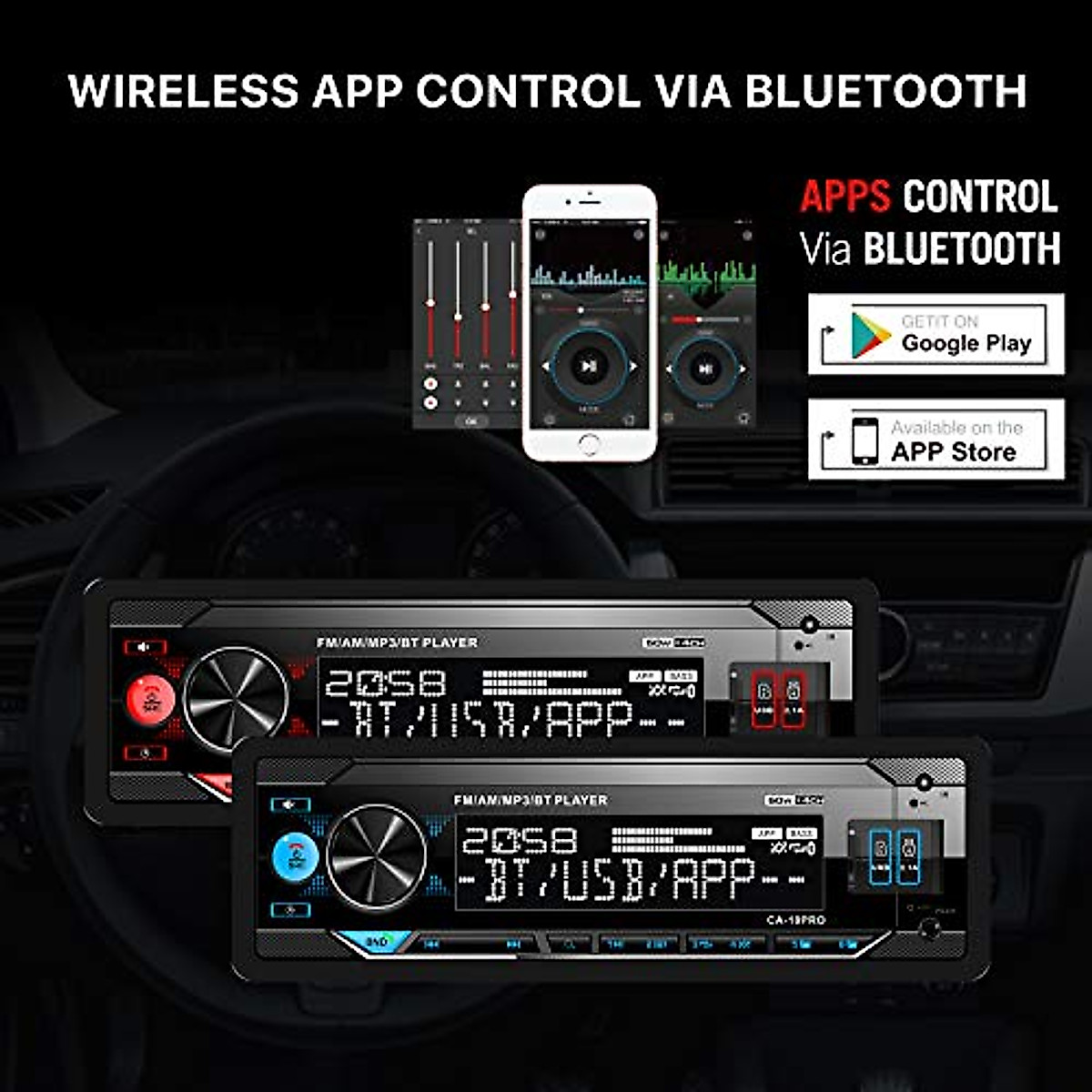 Single Din Bluetooth Car Stereo: Mechless Multimedia Digital Car Audio ...