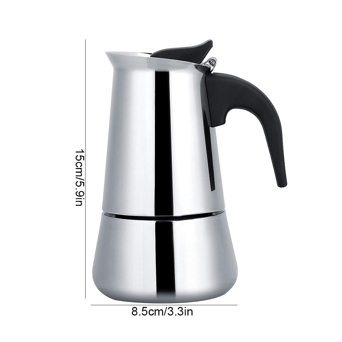 Fdit Portable Stainless Steel Coffee Pot Moka Espresso Maker Mocha Pot Moka Stove 100ml/200ml/300ml/450ml (1#)