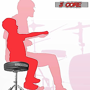 5 CORE Drum Throne Height Adjustable Guitar Stool Thick Padded Memory Foam DJ Chair Seat with Anti Slip Feet Multipurpose Musician Chair for Adults and Kids Drummer Cello Guitar Player DS CH BLK