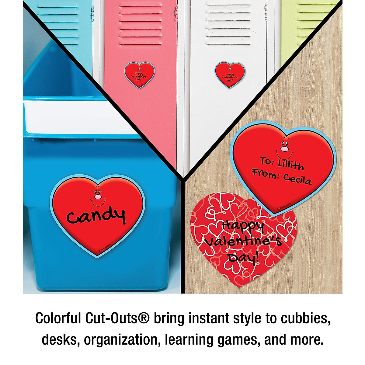 Carson Dellosa Education Hearts Mini Colorful Cut-Outs, 3-inch x 3-inch, 36pcs, Multicolor (120021)