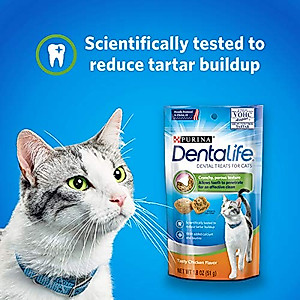 Purina DentaLife Made in USA Facilities Cat Dental Treats, Tasty Chicken Flavor - (Pack of 10) 1.8 oz. Pouches