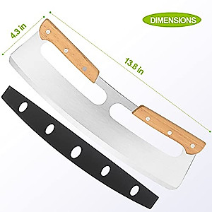 Pizza Cutter Rocker with Wooden Handles & Protective Cover by Zocy, 14" Sharp Stainless Steel Pizza Slicer Wheel, Big Pizza Knife Cutters for Kitchen Tool (14inch)