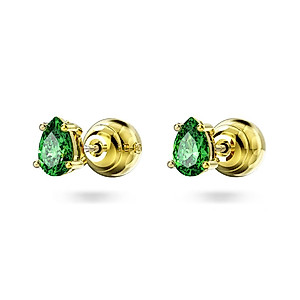 Swarovski Chroma Stud Earrings, Pear Cut Crystal, Green, Gold-tone Finish