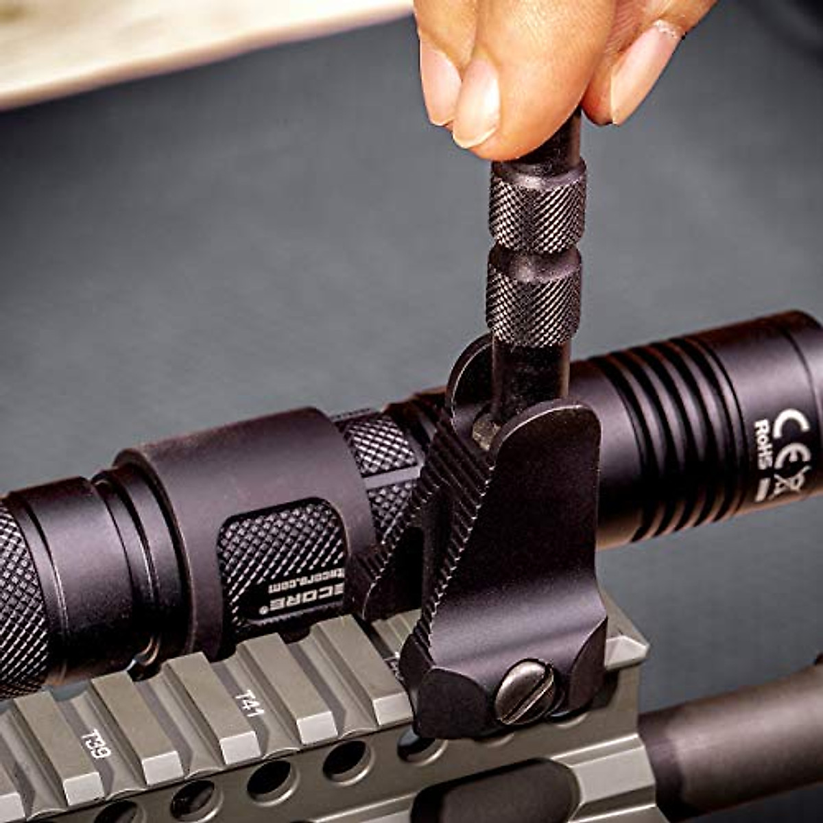 Real Avid Front Sight Adjuster: universal tool for adjusting A1 and A2 Type Front Sights (4-prong and 5-prong BUIS), Black/Tan