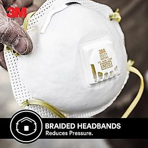 3M All-In-One Respirator, Best for Sanding, Fiberglass, Drywall, Painting, N95, Exhalation Valve Helps Direct Exhaled Air Downward, Relief From Dusts And Certain Particles, 10-Pack