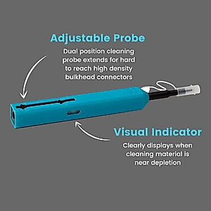 trueFIBER Fiber Optic Dual Position Pen Click Cleaner, SC/ST/FC 2.50mm, UPC/APC Connector Ferrules, 800+ Push Cleans, 1 pc