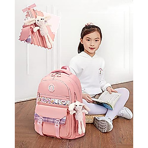 ibalulu Cute Backpacks for Teens Laptop Backpacks Middle School Bag Kawaii Aesthetic College Backpack Student Bear Book Bags (Purple)