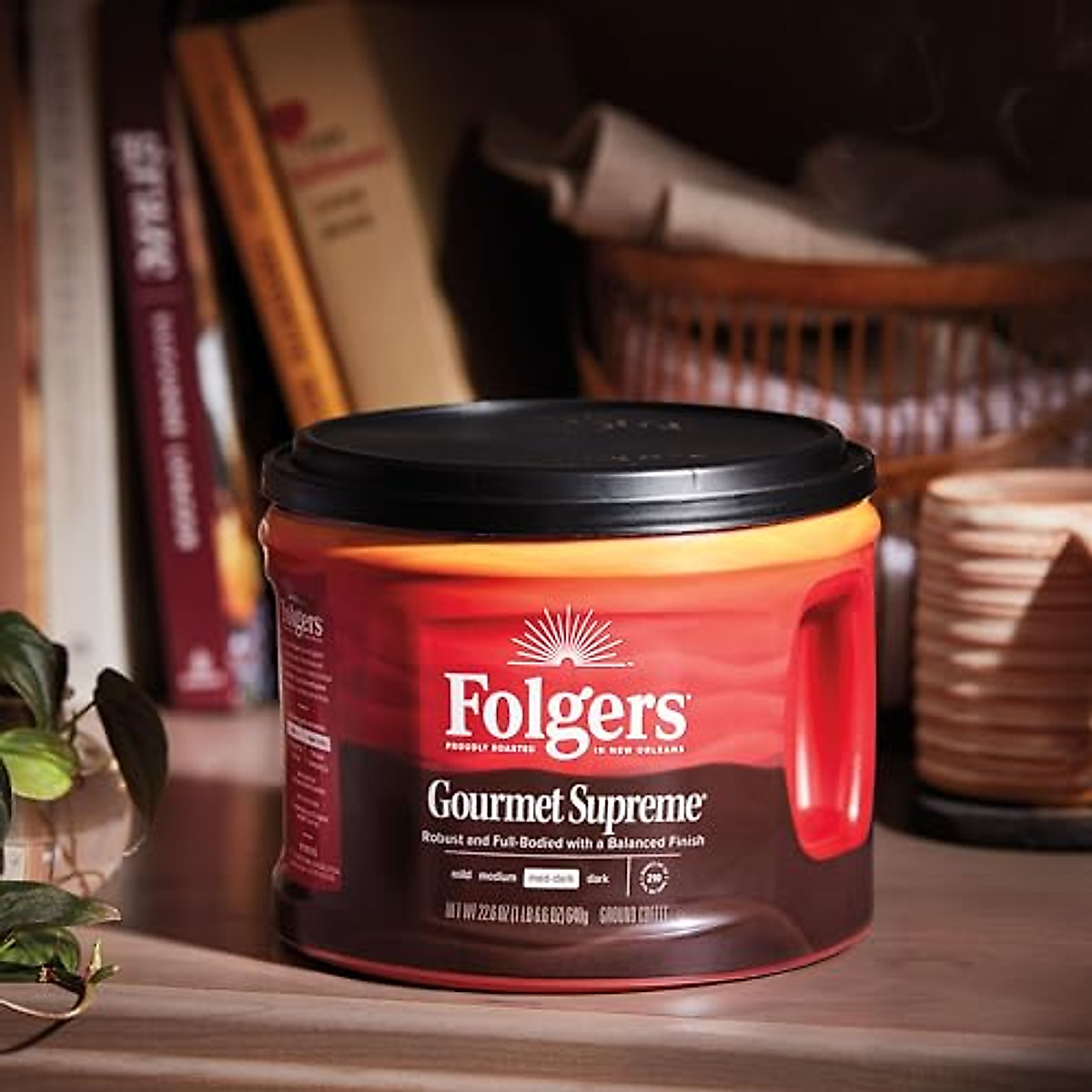 Folgers Gourmet Supreme Medium Dark Roast Ground Coffee, 22.6 Ounces (Pack of 6)