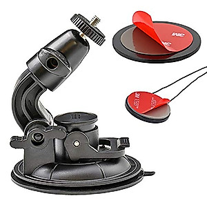woleyi Windshield Dashboard DSLR Car Mount with Strong Suction Cup and Insurance Tether use for Canon, Nikon, Sony, DSLR, Olympus, Pentax, HeroFiber and More Cameras