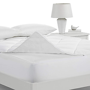 Serta Luxury Firm Fiber Fill Cooling Fitted Mattress Pad Cover, Cal King, White