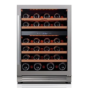Ca'Lefort Wine Fridge & Cooler - 24 Inch Wine Cooler Refrigerator Hold 46 Bottle, 40-65°F Dual Zone Refrigerator Glass Door, 3 LED Built-in, Under Counter or Freestanding for Home Kitchen (5.65 cu.ft)