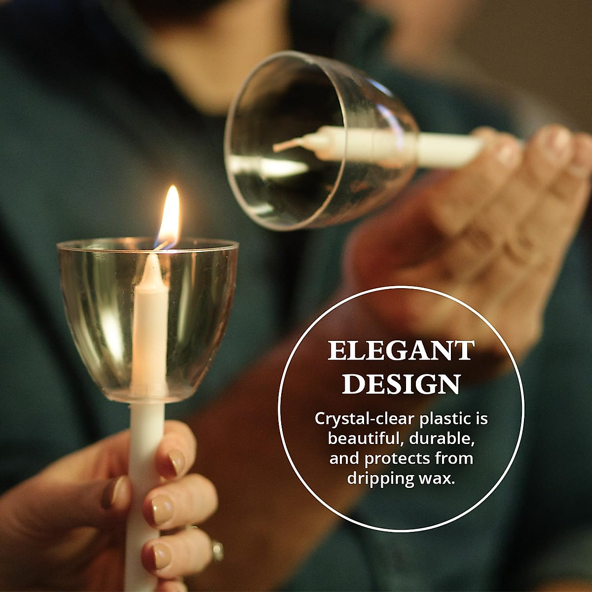 Concordia Supply Candles w/Candle Drip Protectors - 5.75" x 1/2" Candles w/Clear Plastic Shield for Wind & Drip Protection, Ideal for Candle Light, Memorial, & Congregational Services (Set of 100)