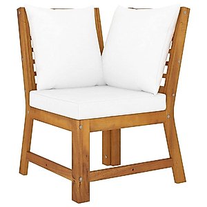 QZZCED Sectional Corner Sofa with Cream Cushion,Mid Century Modern Couch,Outdoor Furniture,Patio Conversation Sets,Cloud Couch,for The Living Room and Bedroom,Patio,Porch,Deck,Solid Acacia Wood