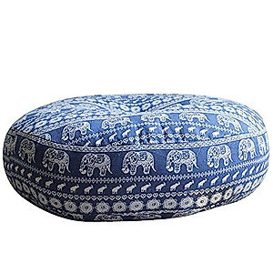A.B Crew Japanese Style Zafu Meditation Yoga Bolster Tatami Floor Round Cushion(Elephant,19.7")