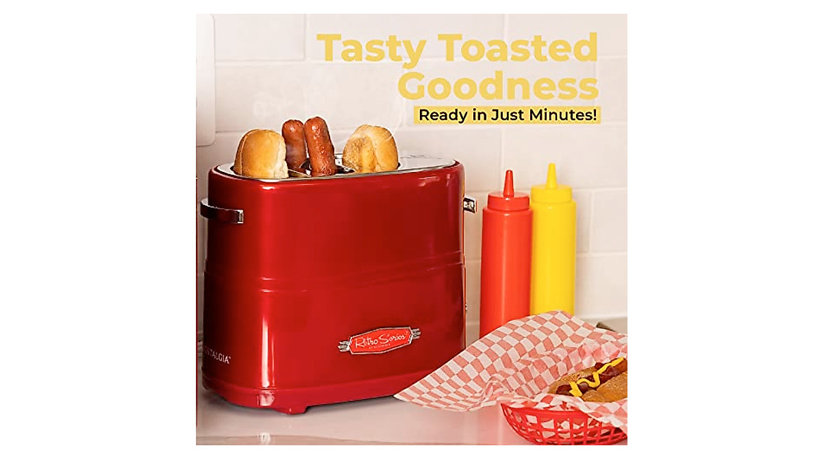 Nostalgia Retro 2 Slot Hot Dog Toaster - Crispy & Custom Toasting