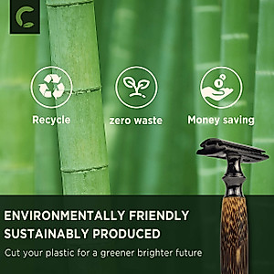 Double Edge Safety Razor for Men or Women, Eco Razor with Natural Bamboo Handle, Unisex Sustainable Razor,Fits All Double Edge Razor Blades, Plastic-Free(Thick)