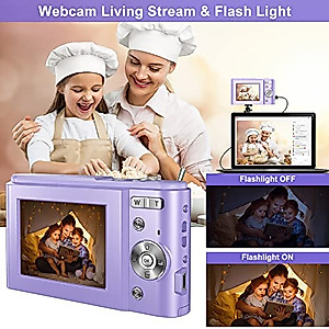 Digital Baby Camera for Kids Teens Boys Girls Adults,1080P 48MP Kids Camera with 32GB SD Card,2.4'' Kids Digital Camera with 16X Digital Zoom, Compact Mini Camera Kid Camera for Kids/Student（Purple）