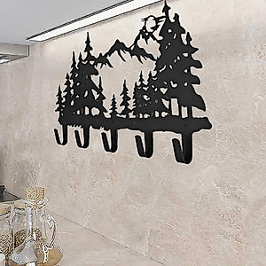 VIVICOMFY Metal Tree Coat Hooks Wall Art Decor-Tree Hangers and Key Holder-Clothes Rack and Backpack Hanger-Forest Theme Hooks Sweet Home Decor for Storage, Living Room, Hallway, Office (Black)