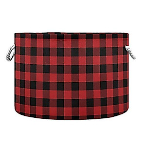 Qilmy Large Storage Basket Cotton Rope Basket Red Buffalo Plaid Baby Laundry Basket for Blankets Toys Storage Basket Laundry Hamper