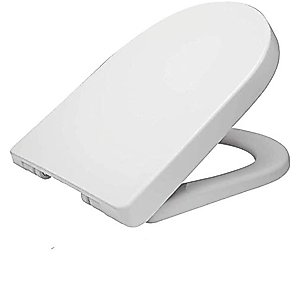 Toilet Seat will Slow Close Modern Lid Toilet Covers White D-Shape Easy Clean & Fix Adjustable Hinges Seat Quick Release Loo - Installation Tool fixtures Included
