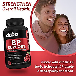 DR. BO Blood BP Support Supplement - Healthy Herbal Garlic & Natural Hibiscus Supplement Health Herbs Vitamin Formula - Hawthorn Pills Heart Vitamins Blend Flow Supplements Capsules for Women & Men