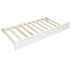 Twin Size Daybed Sofa Beds and Trundle Daybed,Simplicity Twin Platform Bed,Solid Wood Slat Support,Dual-use Sturdy Sofa Bed,No Box Spring Needed,for Living Room,Guest Room,Children Room (White)