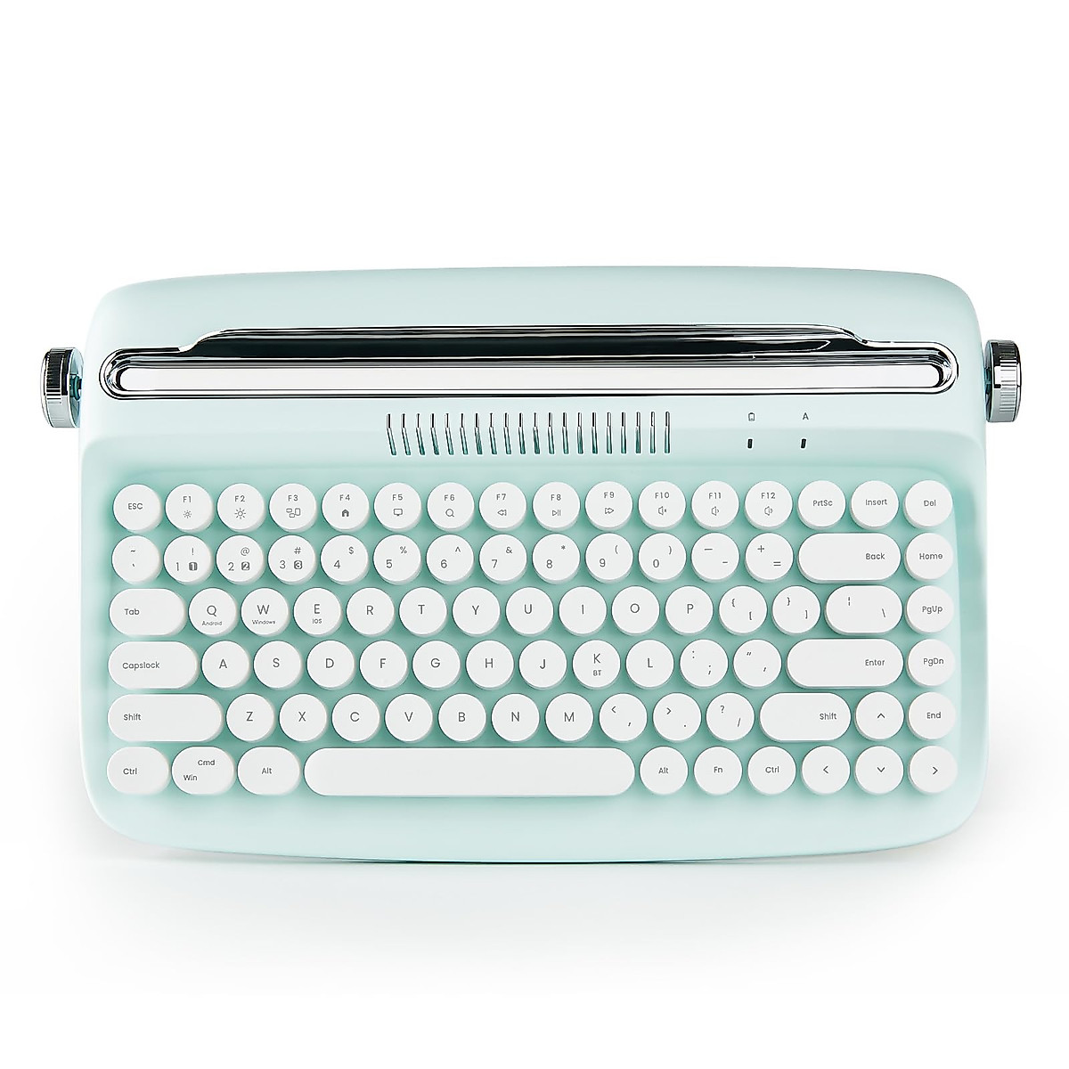 YUNZII B303 Wireless Keyboard, Retro Bluetooth Aesthetic Typewriter Style Keyboard with Integrated Stand for Multi-Device (B303, Baby Pink)