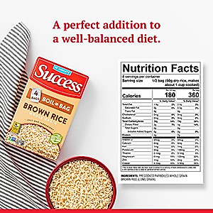 Success Boil-in-Bag Rice, Brown Rice, Quick and Easy Rice Meals, 14-Ounce Box