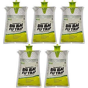 RESCUE! Big Bag Fly Trap – Disposable, Outdoor Use - 5 Traps