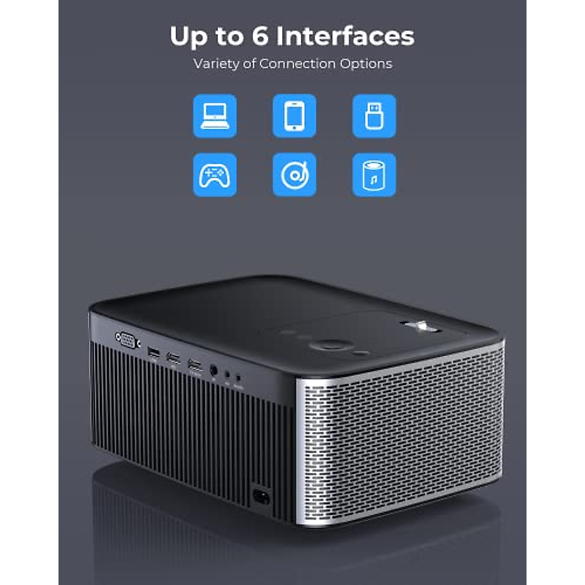 Projector with WiFi and Bluetooth, TURBOAMP 5G Native 1080P Movie Projector, 4K Supported, 300 ANSI Lumen 200" Display Home Movie Theater Projector, Compatible w/TV Stick/Phone/PC/PS5