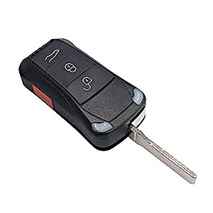 DJL1 Keylesss Entry 3+1 Button Uncut Car Flip Folding Key Shell Case Cover for Porsche Cayenne KR55WK45032 Replacement Remote Key Fob