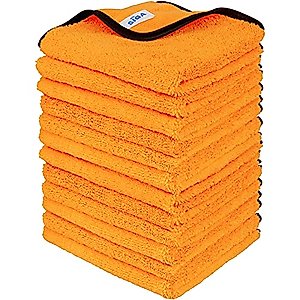 MR.SIGA Professional Premium Microfiber Towels for Cars, Dual-Sided Car Washing and Detailing Towels, Gold, 15.7 x 23.6 inch, 12 Pack