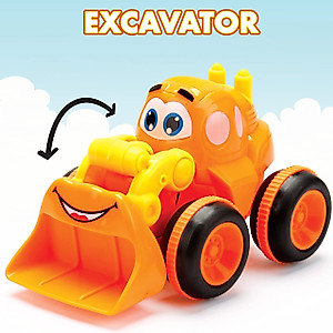 Toys for 3 Year Old Boy - 3 Friction Powered Trucks for 3+ Year Old Boys, Playmat & 16 Accessories, Push & Go Cars Cartoon Construction Vehicle Set - Toddler Boys Toys & Toy Trucks, Toddler Toys
