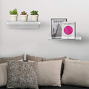 Amazing Abby 4-Pack 15-Inch Acrylic Transparent Floating Wall Shelf, Invisible Wall-Mounted Shelf Display, 15" W x 4" D (Mounting Hardware Included)