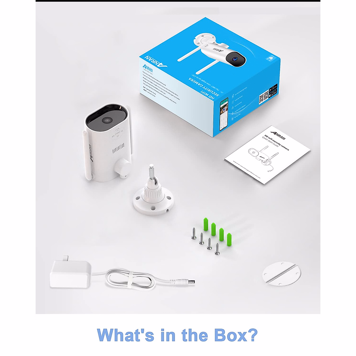 ANRAN Security Camera Outdoor with Pan Rotation 180° Feature, 1080P WiFi Outdoor Security Cameras for Home, IP65 Waterproof, Plug-in Power, 2.4G WiFi, SD and Cloud Storage, B4 White