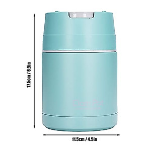 Food Container, Stainless Steel Vacuum Insulated Kids Food Jar Insulated Lunch Container Hot Cold Food with Folding Spoon Carry Handle Thermal Containers for Kids Adult School (Mint Green)