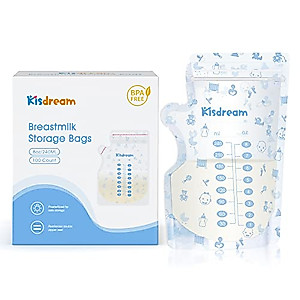Breastmilk Storage Bags & Container Spout & Thickened Design with Large Capacity 8 OZ, 100 Count Storage Milk Bags for Easy Labeling, Space Saving & Pre-Sterilized Without BPA
