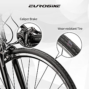 EUROBIKE Road Bike, XC560 700C Road Bikes for Men, 21 Speeds,Lightweight Bicycle, Mens Road Bicycle, Commuter Bike (Silver)