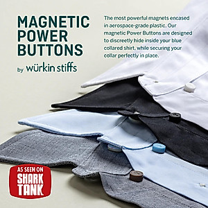 Silver Magnetic Power Buttons by Würkin Stiffs | Pack of 8 | Replacement Magnets for Power Stays | Magnets for Collar Stays in Storage Case | As Seen on Shark Tank