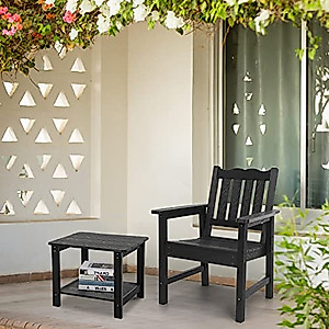 Stoog All-Weather Patio & Garden Chair, Outdoor Dining Chair with Curved Backrest, 400 lbs Support Porch Chair, Black