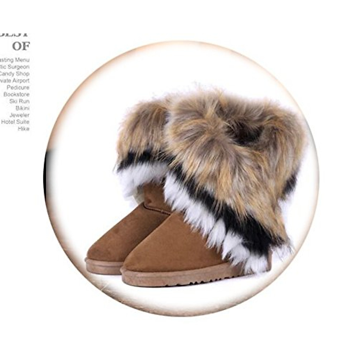 Gaorui Warm Fur Winter Boots for Women - Stylish Womens Winter Boots Mid Calf Ankle Boots Faux Fur Tassel Shoes