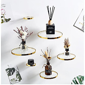 Flocovers Circular Design Small Wall Shelves,Glass Shelf Display Shelf Flexible Use of Wall Space,Floating Shelf for Bedroom, Living Room, Bathroom, Kitchen, Office and More