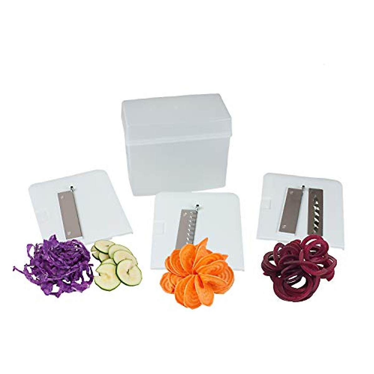 Paderno World Cuisine A4982807 8-Cut Collapsible Spiralizer, Folding 7-Blade, White