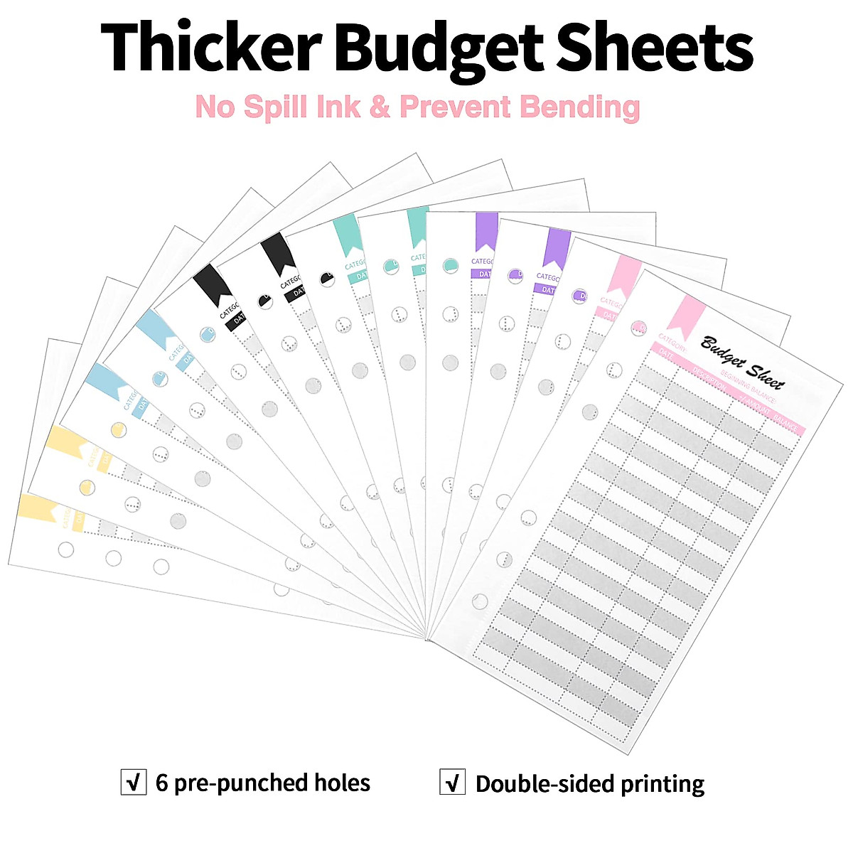 Sooez Money Organizer for Cash, A6 Budget Binder with Zipper Envelopes, Rose Gold Sticky Labels & Extra Thick Expense Sheets,Money Saving Binder Budget Book with Cash Envelopes for Budgeting, Purple