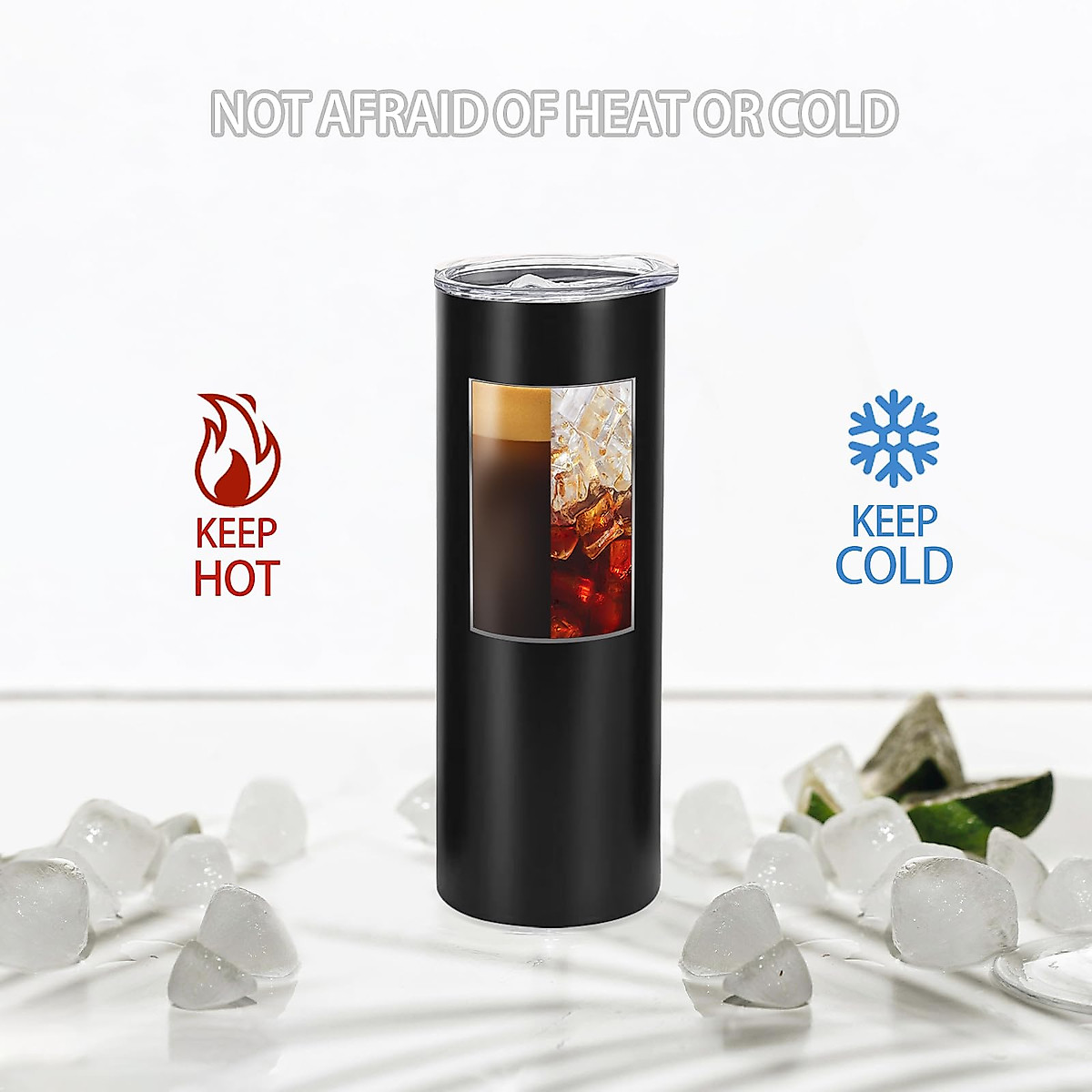 YOUKE OLA 12 Pack Stainless Steel Skinny Tumblers Bulk Straight Double Wall Insulated Tumbler with Lid and Straw for, DIY, Black, 20oz